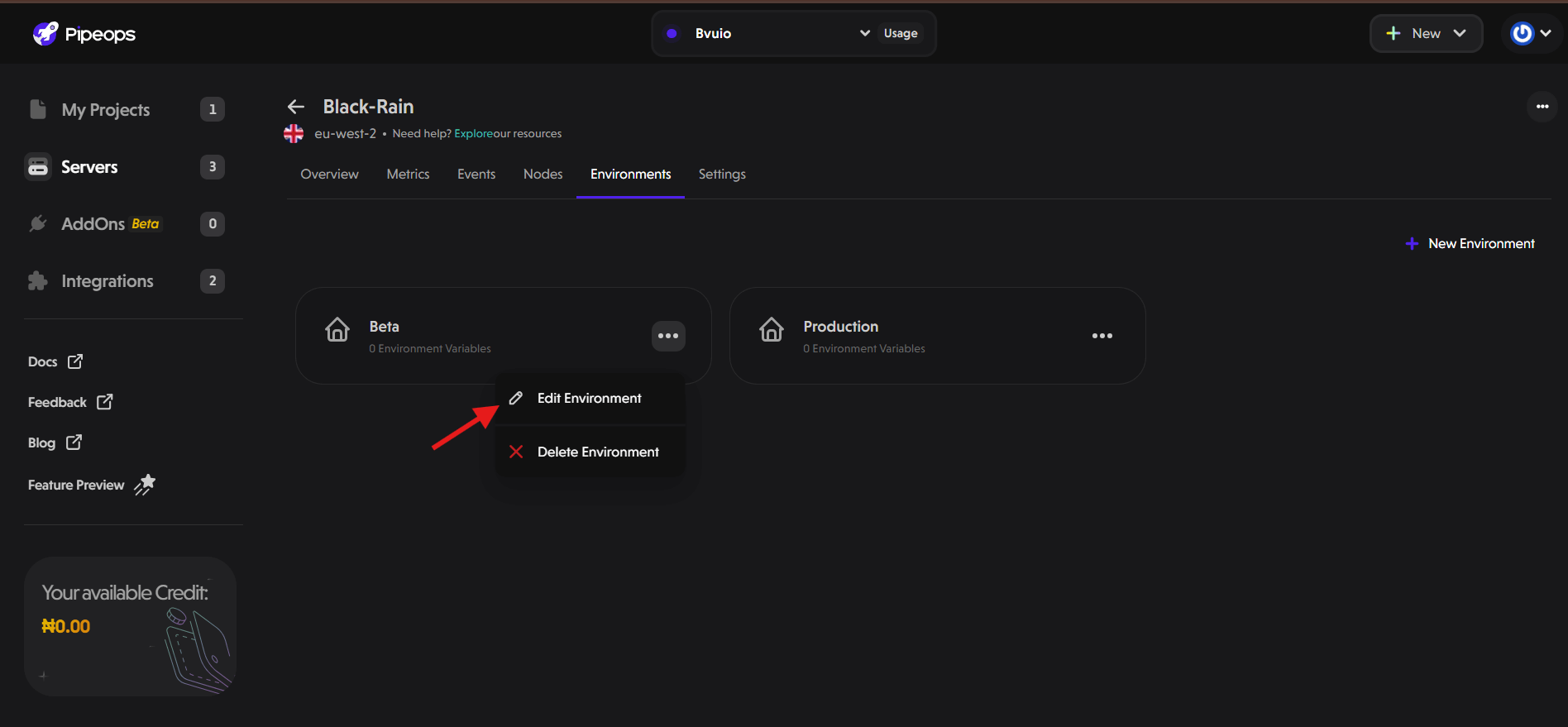 Server Environments | PipeOps Docs